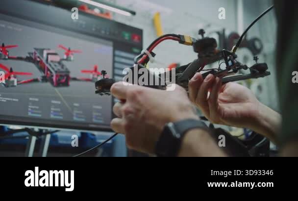 Engineer Meticulously Performs Quality Control, Checks Drone Flight ...
