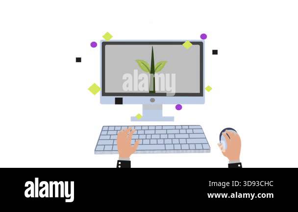 A clean and modern animation showing a pair of hands using a computer ...