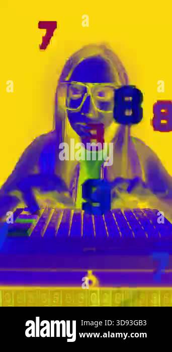 Technology Hacker woman typing on computer in vertical Stock Video ...