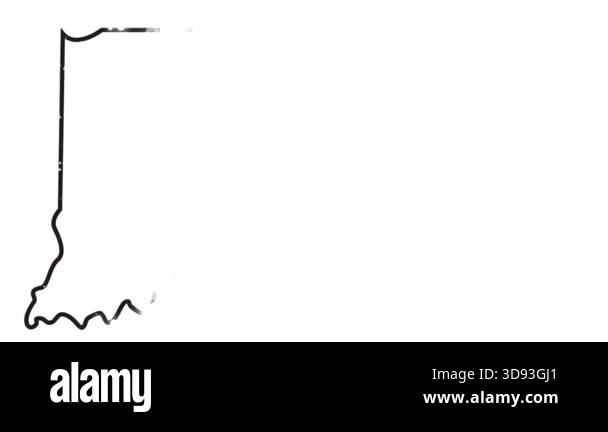 Indiana State map and flag animated video Stock Video Footage - Alamy