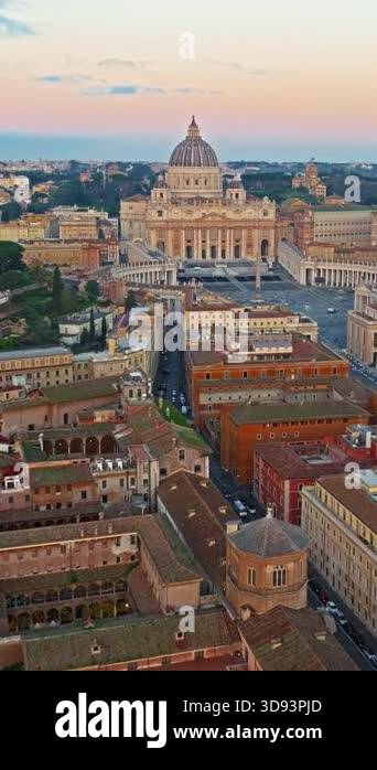 Aerial shot of the Vatican city state in Rome, Italy. Drone view of ...