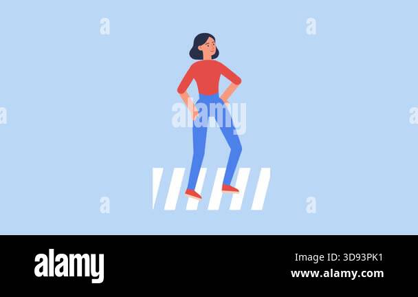 Flat Vector Character Animation: Confident Woman Walking on Crosswalk ...