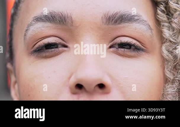 Detailed Close-Up Of Womans Eyes Featuring Light Makeup And Slightly ...