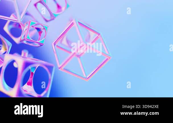 Abstract 3d Metallic Holographic iridescent geometric shapes rotating ...