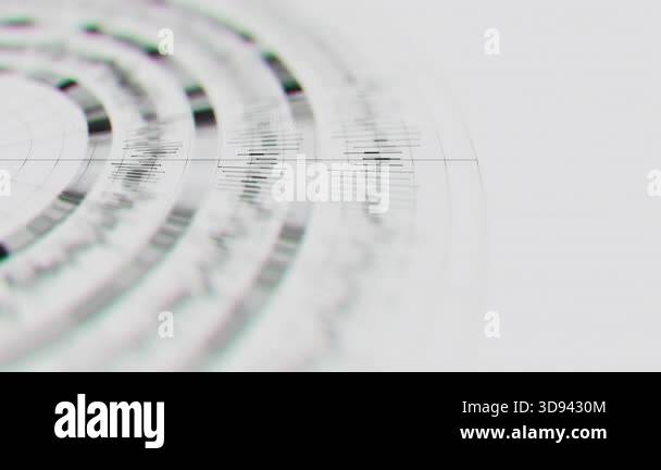 Closeup of Big Data complex round graph animation. Quantum computing ...