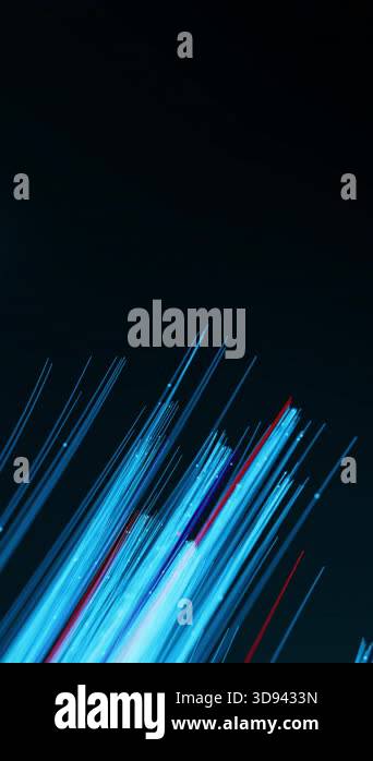 Illuminated straight fiber optic cables with moving data. Glowing ...