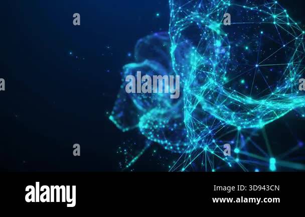 A futuristic illustration of a human head in profile made of glowing ...