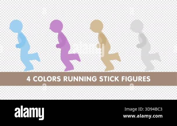 Running stick figures on alpha channel (pastel colors Stock Video ...