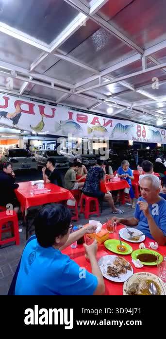 High quality 4K footage of indonesian food street stall with many ...