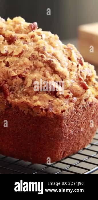 Delicious pumpkin bread loaf fall dessert Stock Video Footage - Alamy