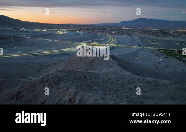 Aerial fly through over Lone Mountain in Las Vegas Nevada reveals ...