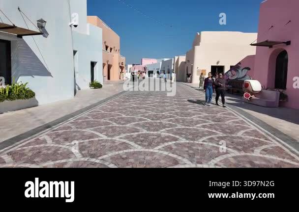 Qatar Doha 2 february 2025, Colorful architecture in desert town at ...