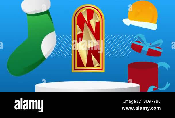 Mockup product display with Christmas stocking, Gift Box and Santa ...