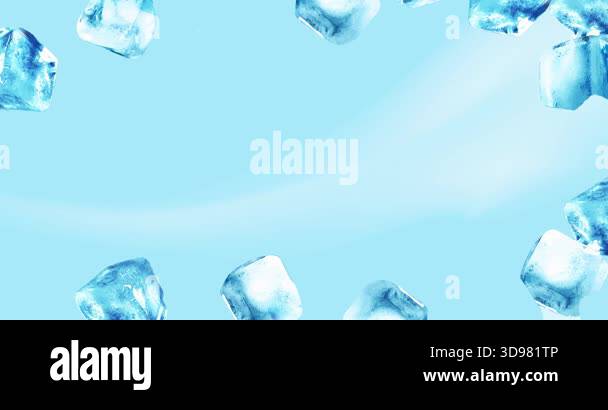 Icy surface blue background. Moving banner with frame or border made of ...