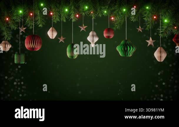 Christmas Holiday Background Seamless Loop with Hanging Paper Xmas ...