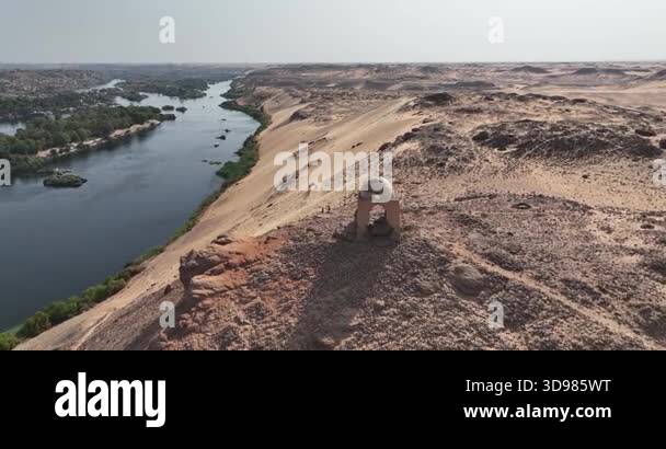 Aerial view of Qubbet elHawa in Aswan Egypt showcasing the cliffside ...