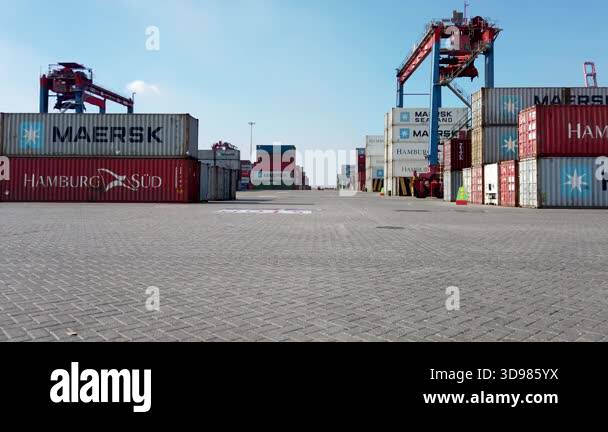 Port Said, Egypt - December 7 2020: Stacked variegated shipping ...