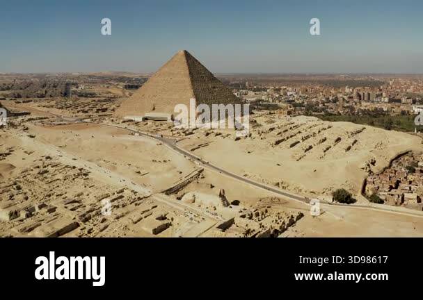 Aerial view showcasing the Khufu and Khafre pyramids along with the ...