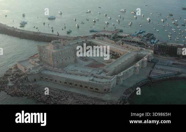 Aerial drone footage showcasing Qaitbay Citadel and Bey Citadel in ...