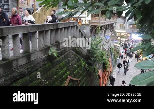 Chongqing, China- 11 Nov 2025: Tourists visit to famous attraction ...