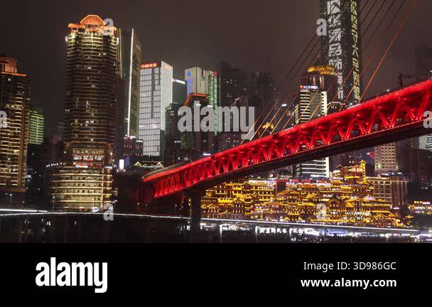 Chongqing, China- 8 Nov 2025: Night view of Chongqing city in China ...