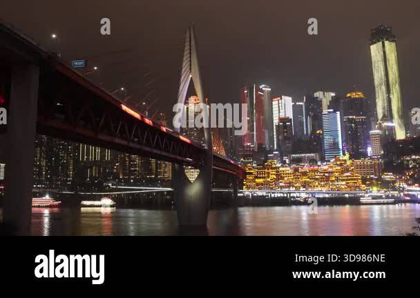 Chongqing, China- 8 Nov 2025: Night view of Chongqing city in China ...