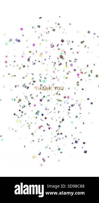 Large Golden Text THANK YOU in vertical layout on white background ...