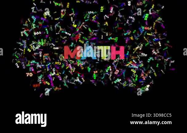 Large Text MATH blinking in many rainbow colors and explosion of ...