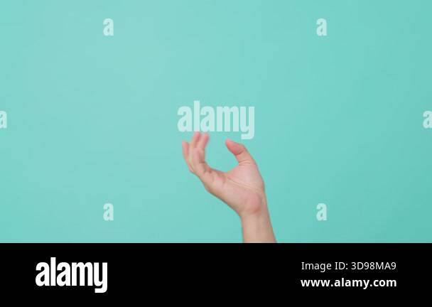 Close up shot of human hand raising stretch out hand flicking off ...