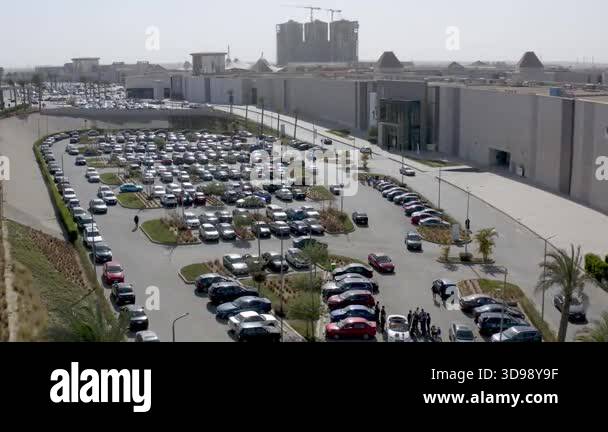 Giza , Egypt - April 10, 2021: Aerial video of the Mall of Arabia ...