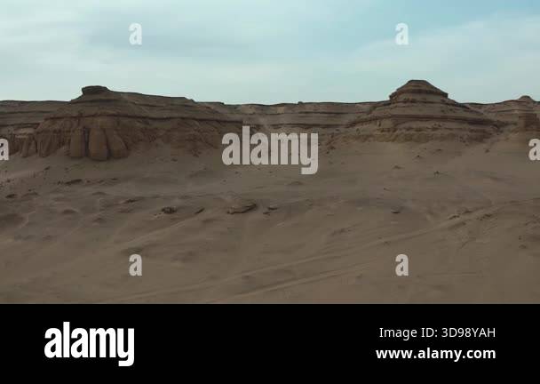 Aerial drone footage showcasing the stunning Fayoum desert mountains ...