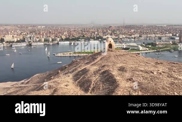 Aswan Egypt - September 17, 2023: Experience an aerial view of Qubbet ...