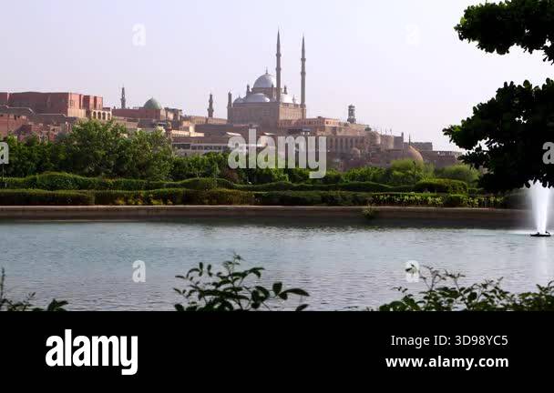 Cairo , Egypt - September 15, 2021: Enjoy a panoramic view from AlAzhar ...