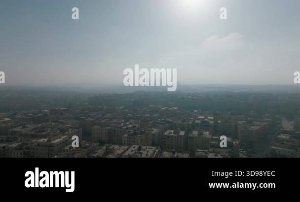 Aerial footage of the Egyptian Pyramids in Giza captured under drifting ...