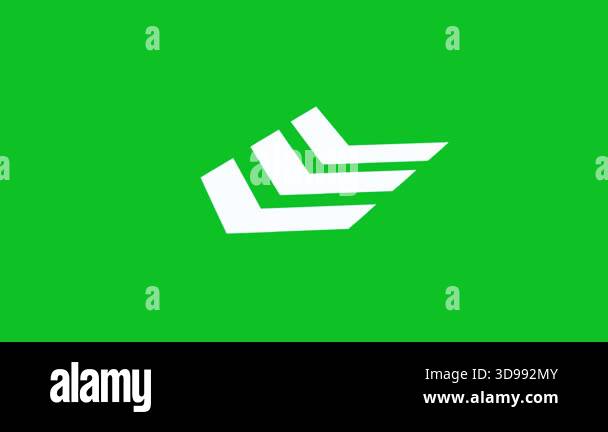 White Arrow on Green Screen Background Chroma Key Direction Symbol for ...