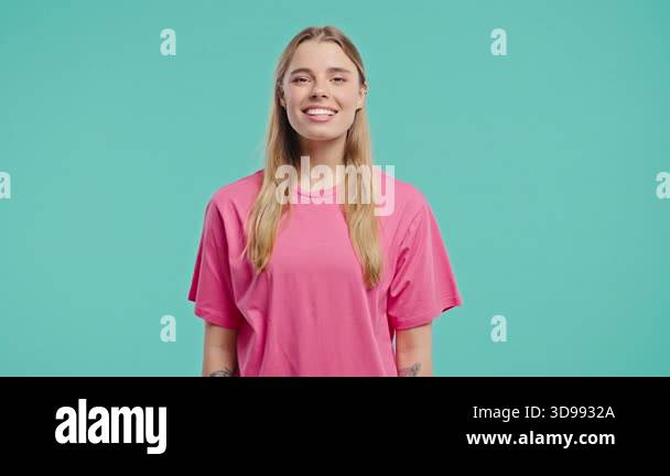Gorgeous american lady showing yes signal, nods head, approve. Positive ...