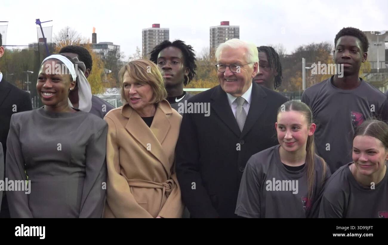 German President and wife visit Bobby Moore football academy Stock ...