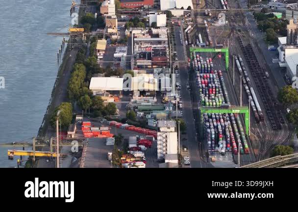 Sweeping aerial views of a massive chemical industrial park and production site, similar to ...