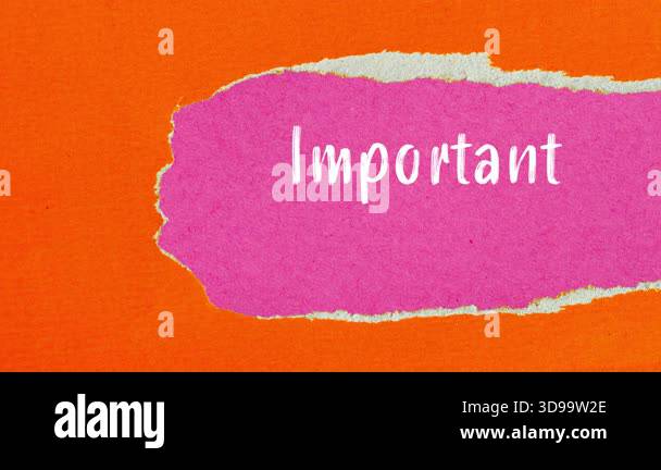 Important announcement message writing on ripped torn paper background Stock Video Footage - Alamy