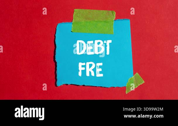 Debt free message written on ripped torn paper background. Conceptual ...