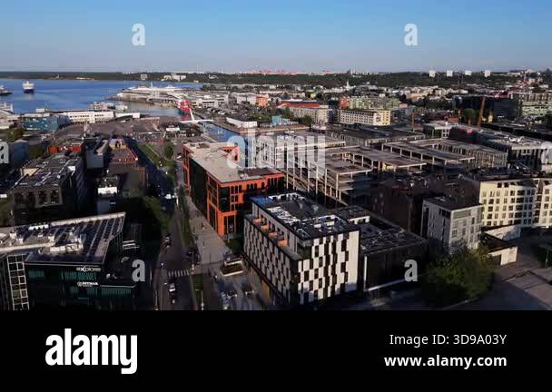 Aerial View of Modern Harbor District in Tallinn, Estonia - 4K Drone ...