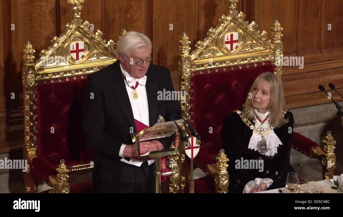 Lady Mayor and German President speeches at Guildhall banquet Stock ...