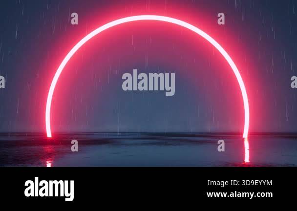 Red neon arc on rain bg 4k Stock Video Footage - Alamy