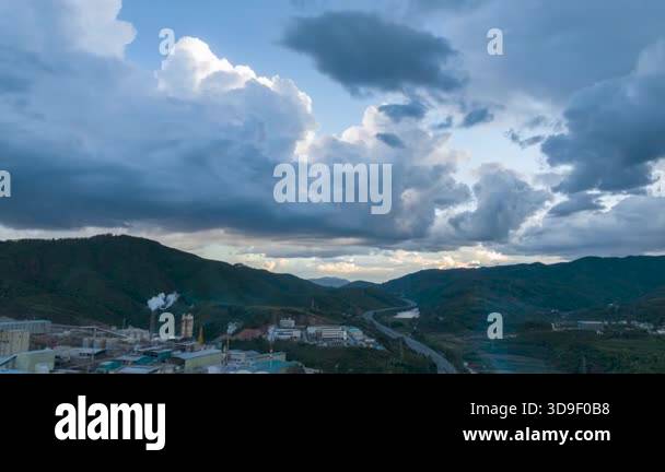 Time-lapse aerial footage of sunset in Dali, Yunnan, China Stock Video ...