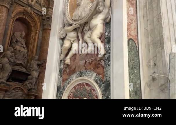 captures radiant painted ceiling of St Peters Basilica where sacred ...