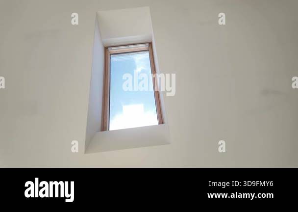 Interior shot of a roof window. Dormer window. Roof window. A ...