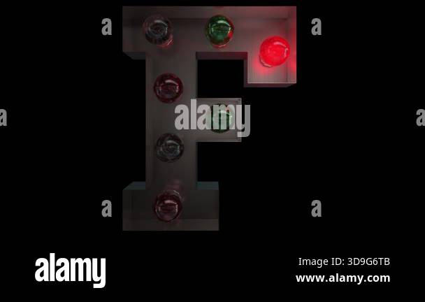 Festive glowing silver steel Christmas light bulb letter alphabet in ...