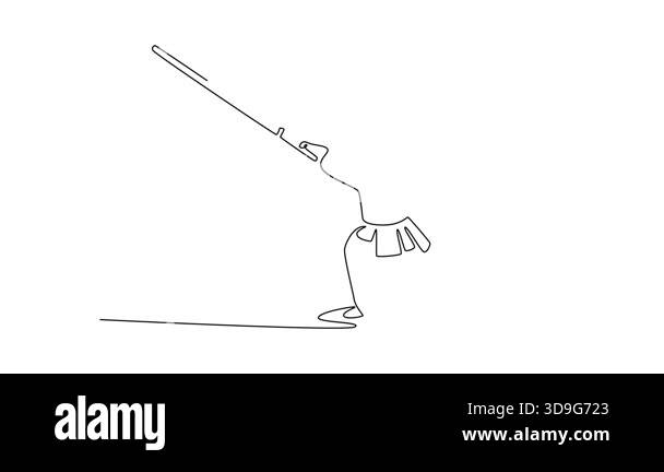 Animated self drawing of continuous line draw man Kendo athlete poised ...