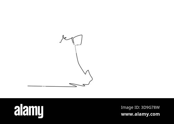 Animated self drawing of continuous line draw two active men are ...