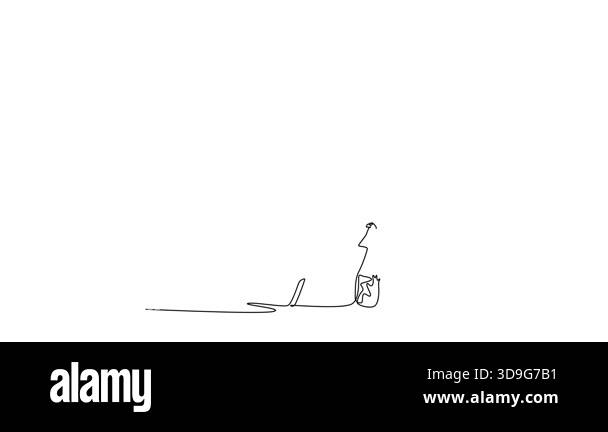 Animated self drawing of continuous line draw two men performing ...